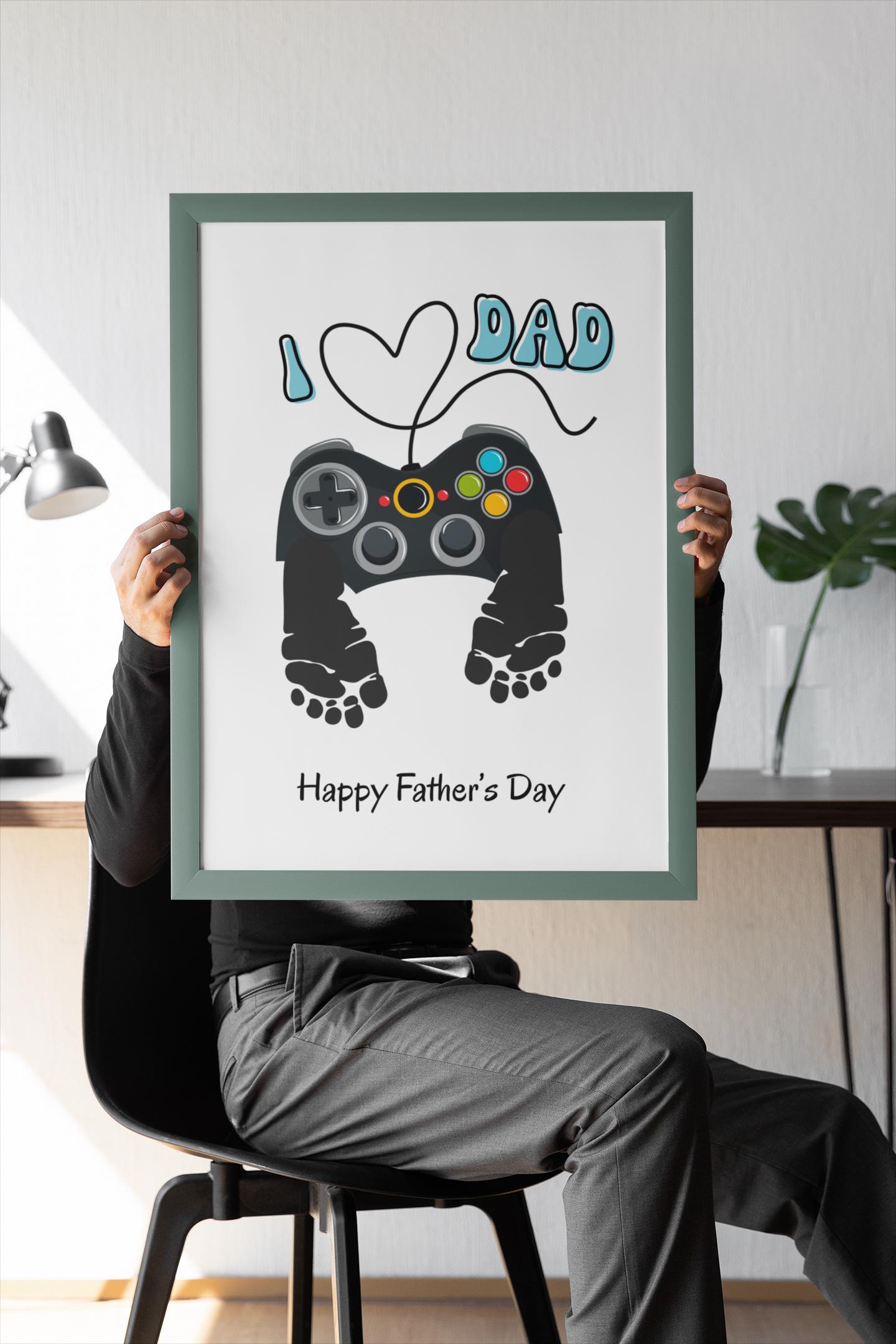 Dad Birthday | Father's Day Handprint Art | Video Game Footprint Stamp ...