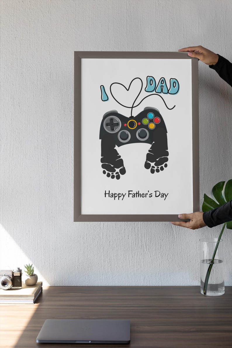Dad Birthday | Father's Day Handprint Art | Video Game Footprint Stamp ...