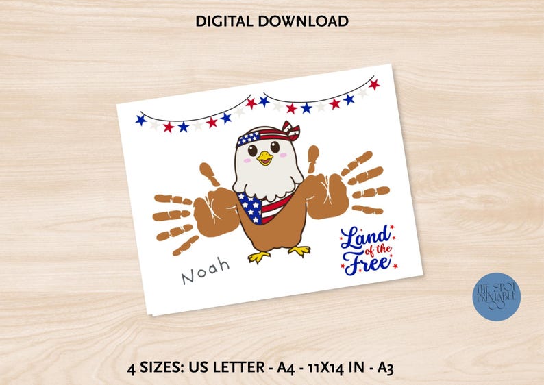 4th of July Handprint Activity for Kids Patriotic Art Printable DIY ...