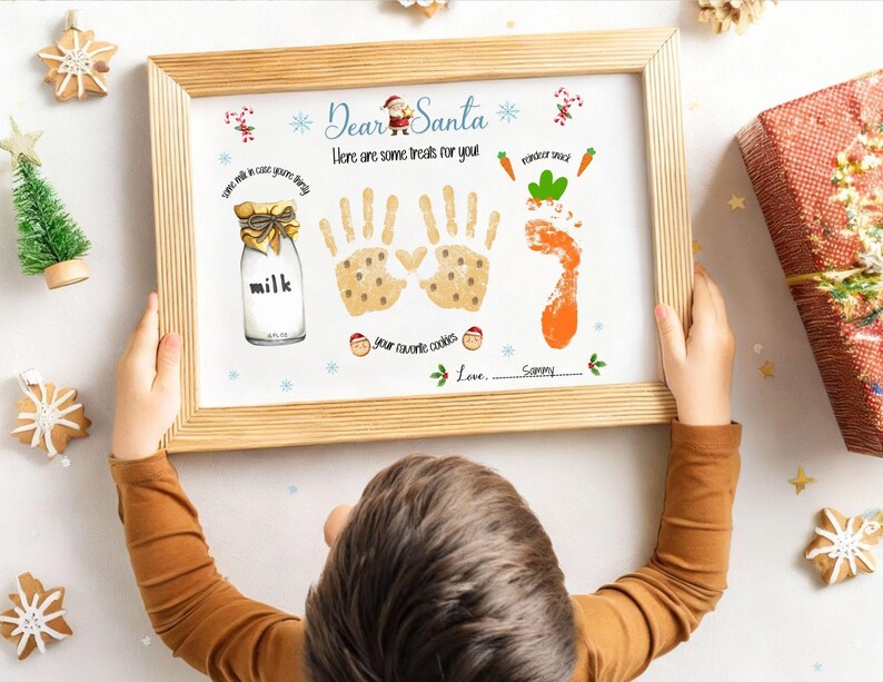 Dear Santa Handprint Footprint Placemat – Christmas Kids Craft ...