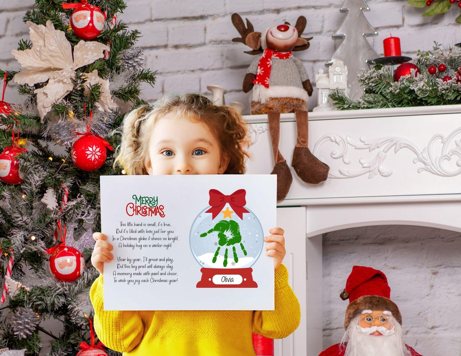 Christmas Handprint Poem Snow Globe, Personalized: Write the Child’s ...
