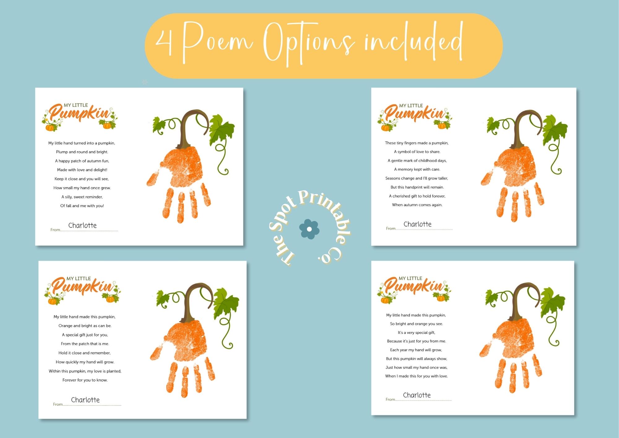 My Little Pumpkin Handprint Poem Printable | Fall Kids Craft ...