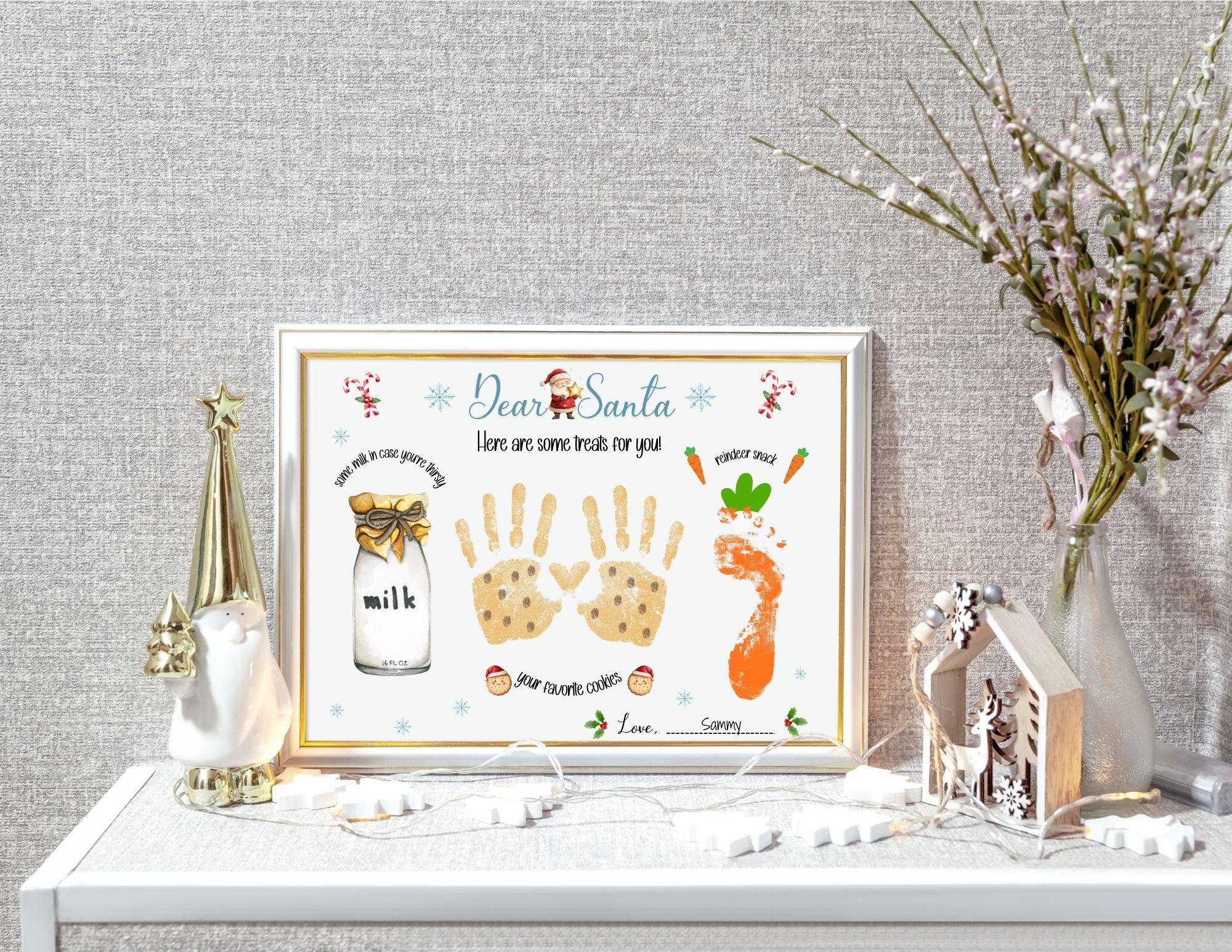 Dear Santa Handprint Footprint Placemat – Christmas Kids Craft ...