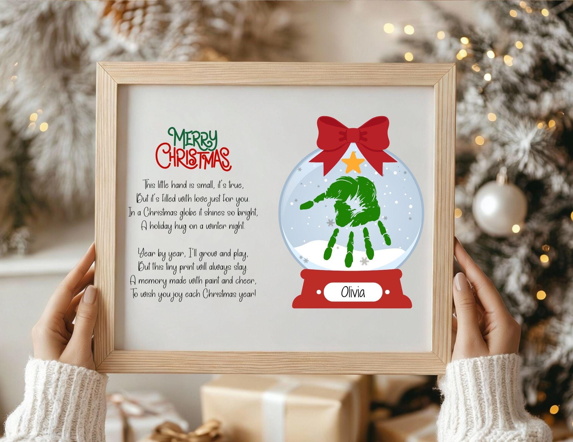 Christmas Handprint Poem Snow Globe, Personalized: Write the Child’s ...