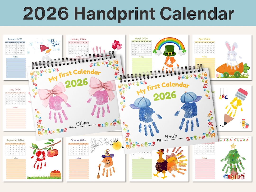 2026 Handprint Calendar: DIY Kids Art Craft Keepsake (digital Download ...