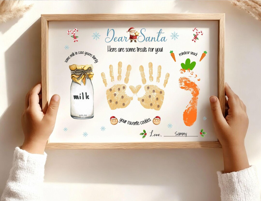 Dear Santa Handprint Footprint Placemat – Christmas Kids Craft ...