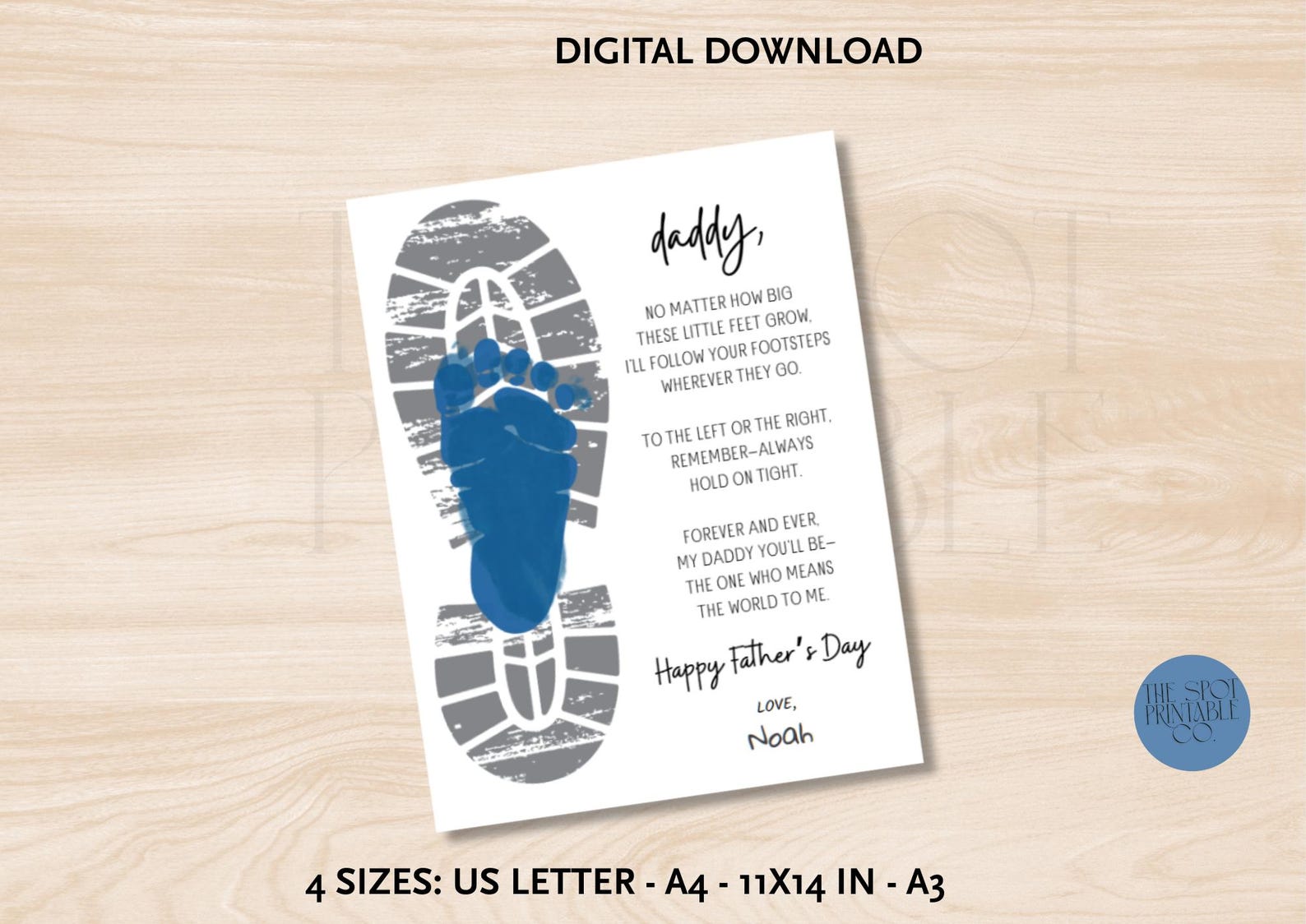 Father’s Day Footprint Poem Craft, Printable Dad Shoe Print + Kids ...