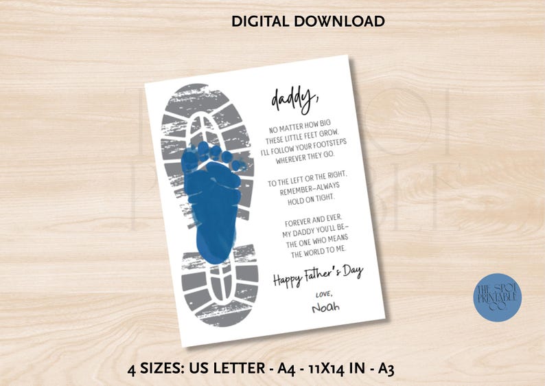 Father’s Day Footprint Poem Craft, Printable Dad Shoe Print + Kids ...