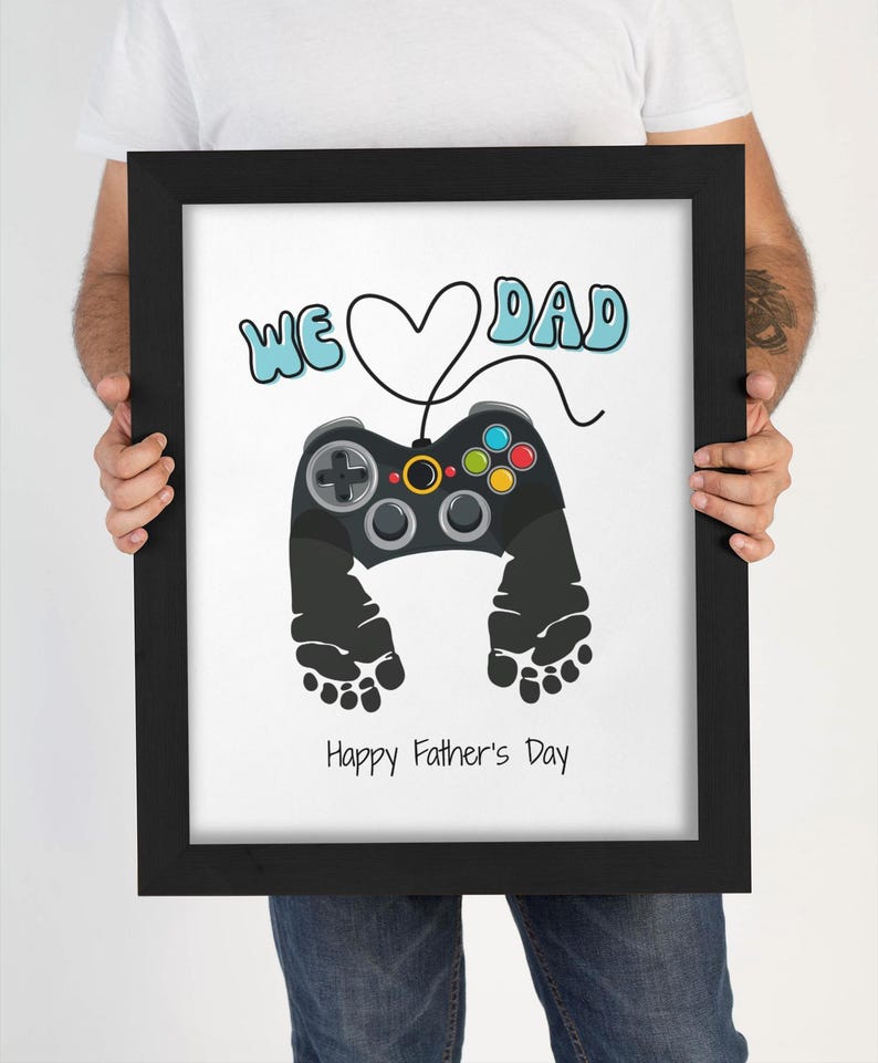 Gamer Dad Printable Art Father's Day Handprint | Video Game Footprint ...