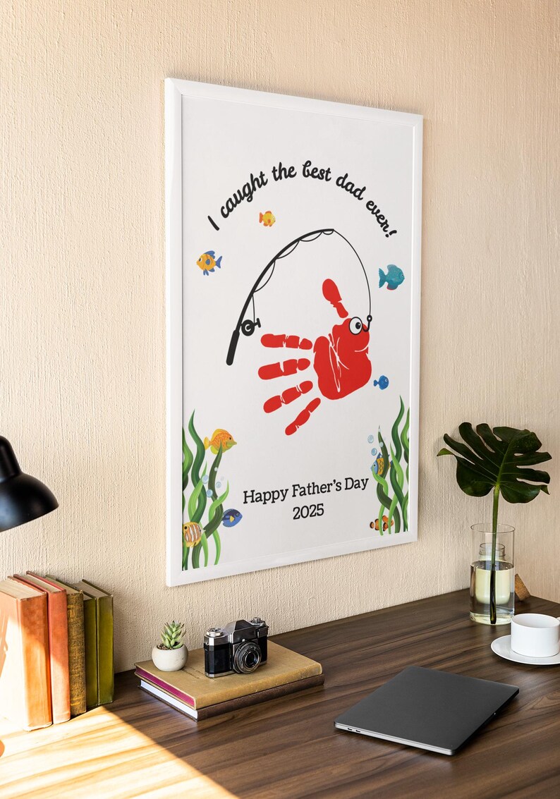 Dad Fishing Handprint Art | Father's Day 2026 Gift (digital Download ...