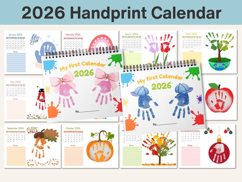 2026 Handprint Calendar Printable | Kids Craft Keepsake | DIY Family ...