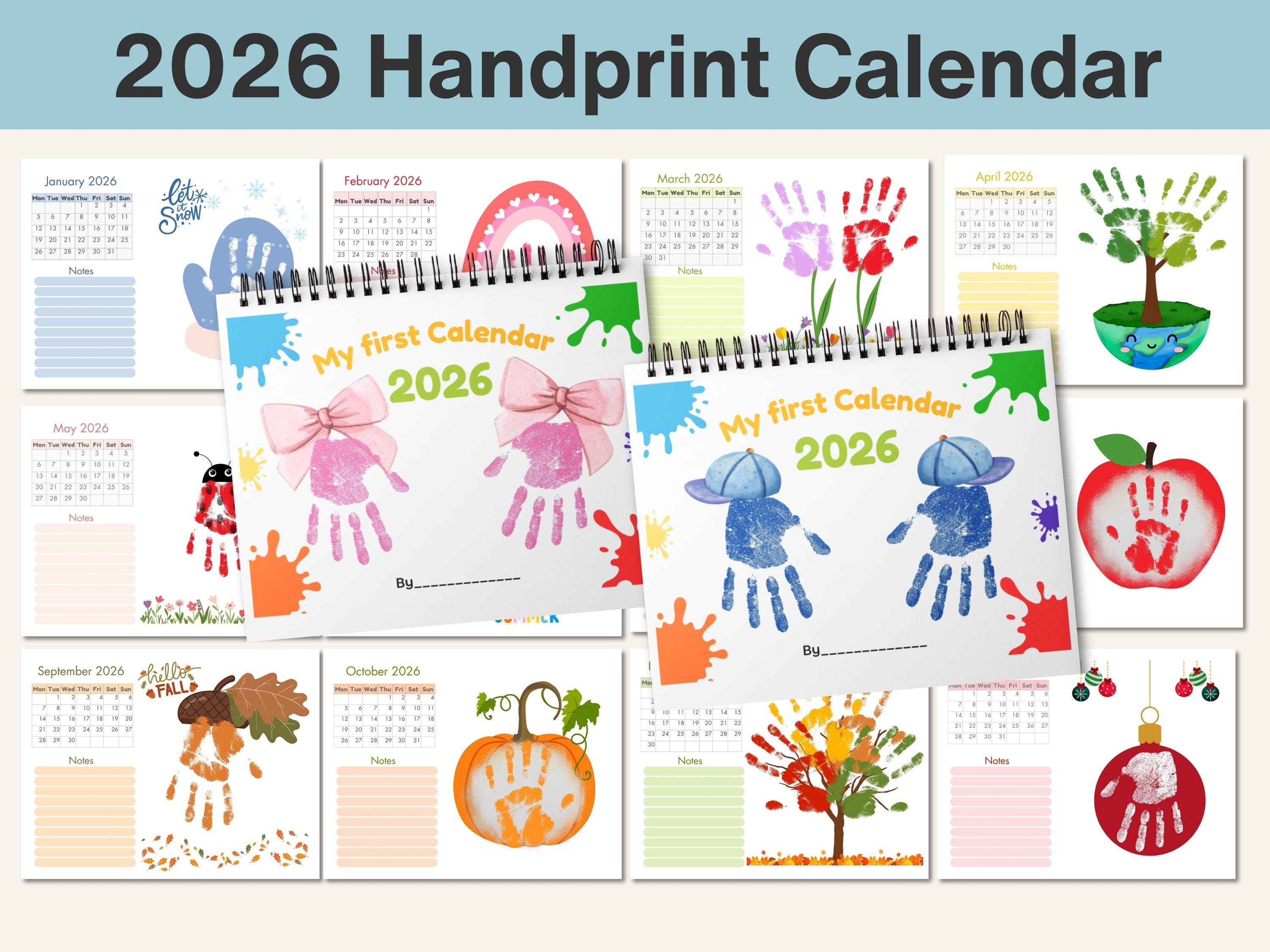 2026 Handprint Calendar Printable | Kids Craft Keepsake | DIY Family ...