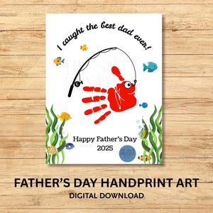 Dad Fish Handprint Art Printable | Dad Fishing Birthday Card | Fishing ...