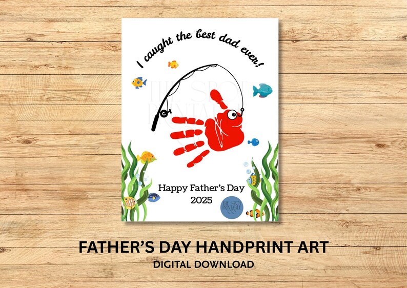 Dad Fish Handprint Art Printable | Dad Fishing Birthday Card | Fishing ...