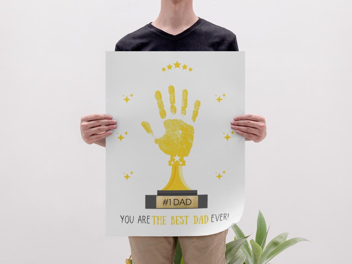 Dad Trophy Handprint Art, Father's Day Keepsake (digital Download - Etsy