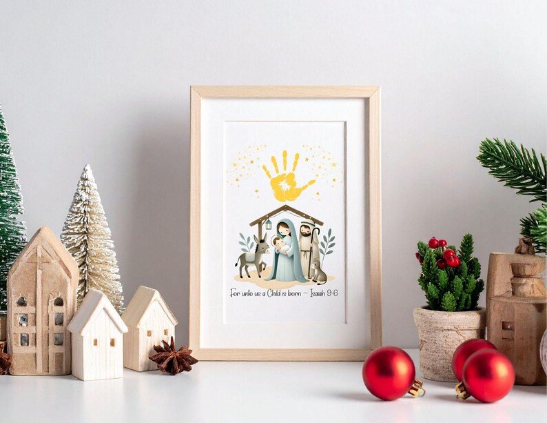 Nativity Handprint Art: Baby Jesus Scene, Christmas Keepsake (digital ...