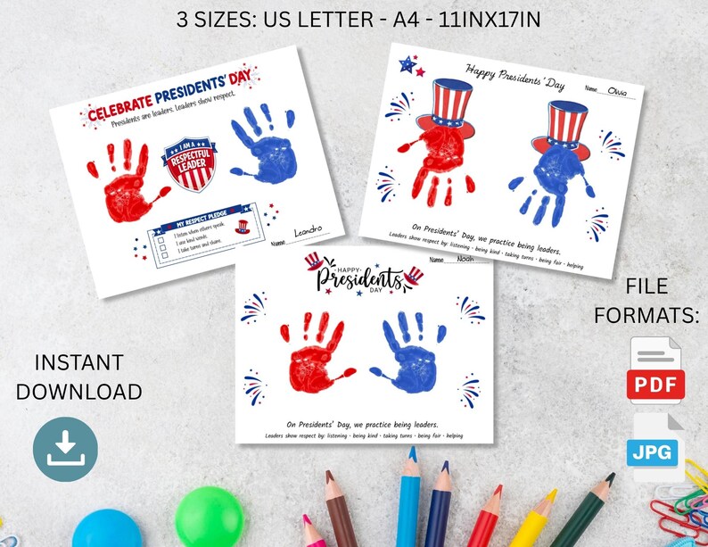 Presidents' Day Handprint Craft for Kids Printable |school Art Project ...