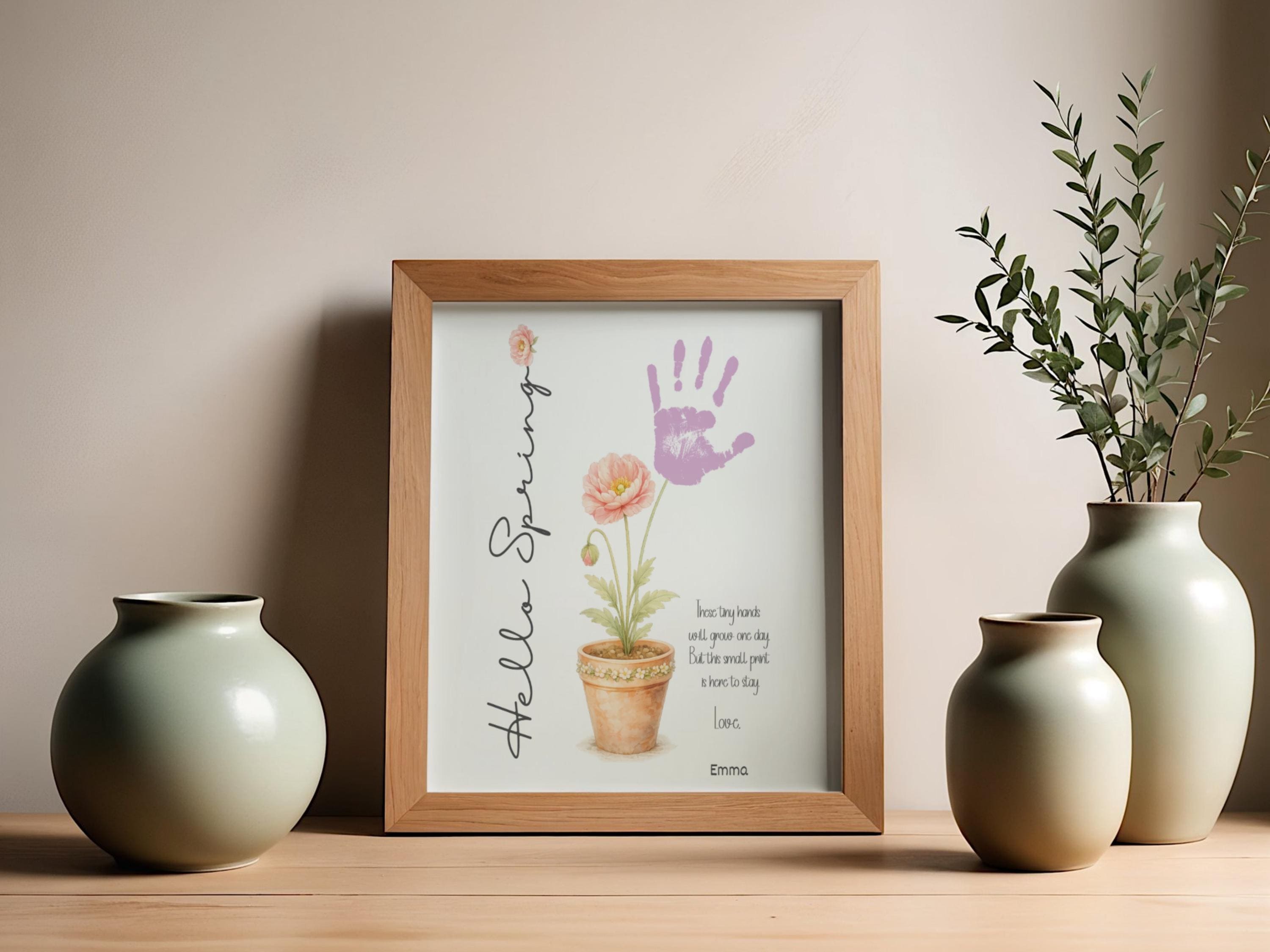 Hello Spring Handprint Printable Kids Craft | Flower Keepsake Art ...