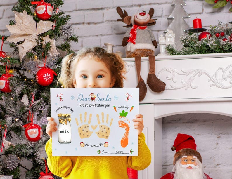 Dear Santa Handprint Footprint Placemat – Christmas Kids Craft ...