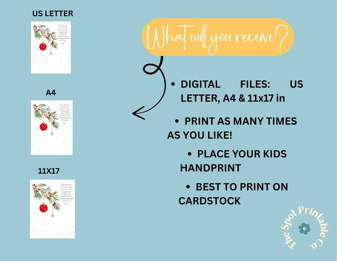 Handprint Ornament Poem Printable – Merry Christmas Keepsake Holiday ...