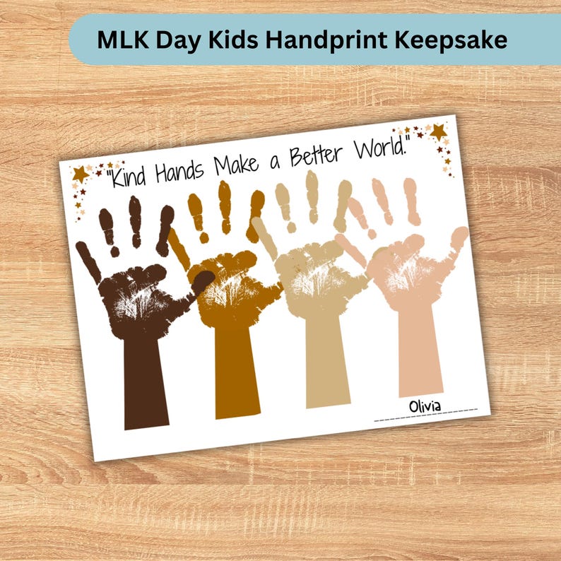 MLK Day Handprint Craft Printable, Martin Luther King Jr Activity for ...