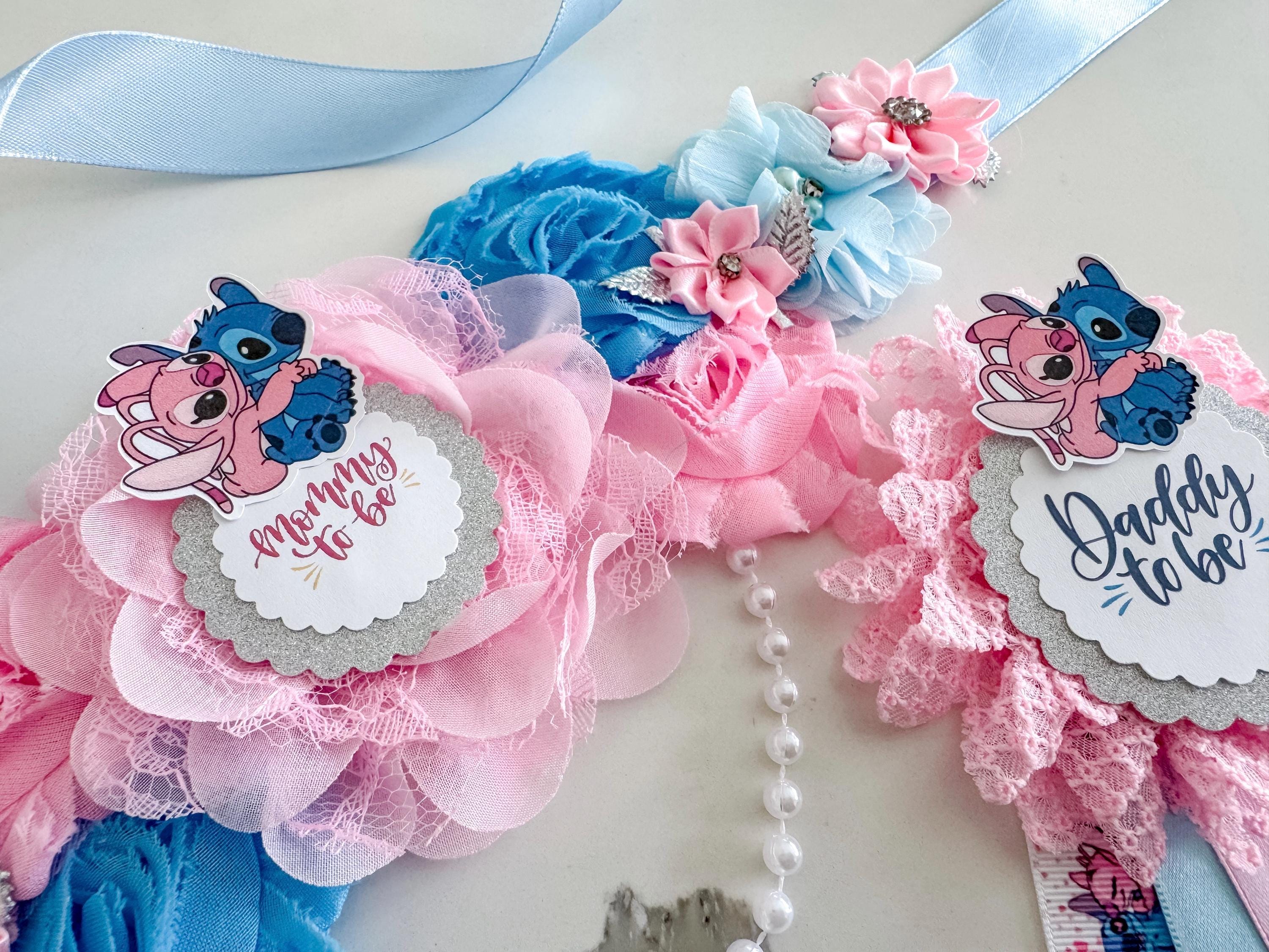 Stitch and Angel Baby Shower Sash and Daddy to Be Pin – Mommy to Be ...