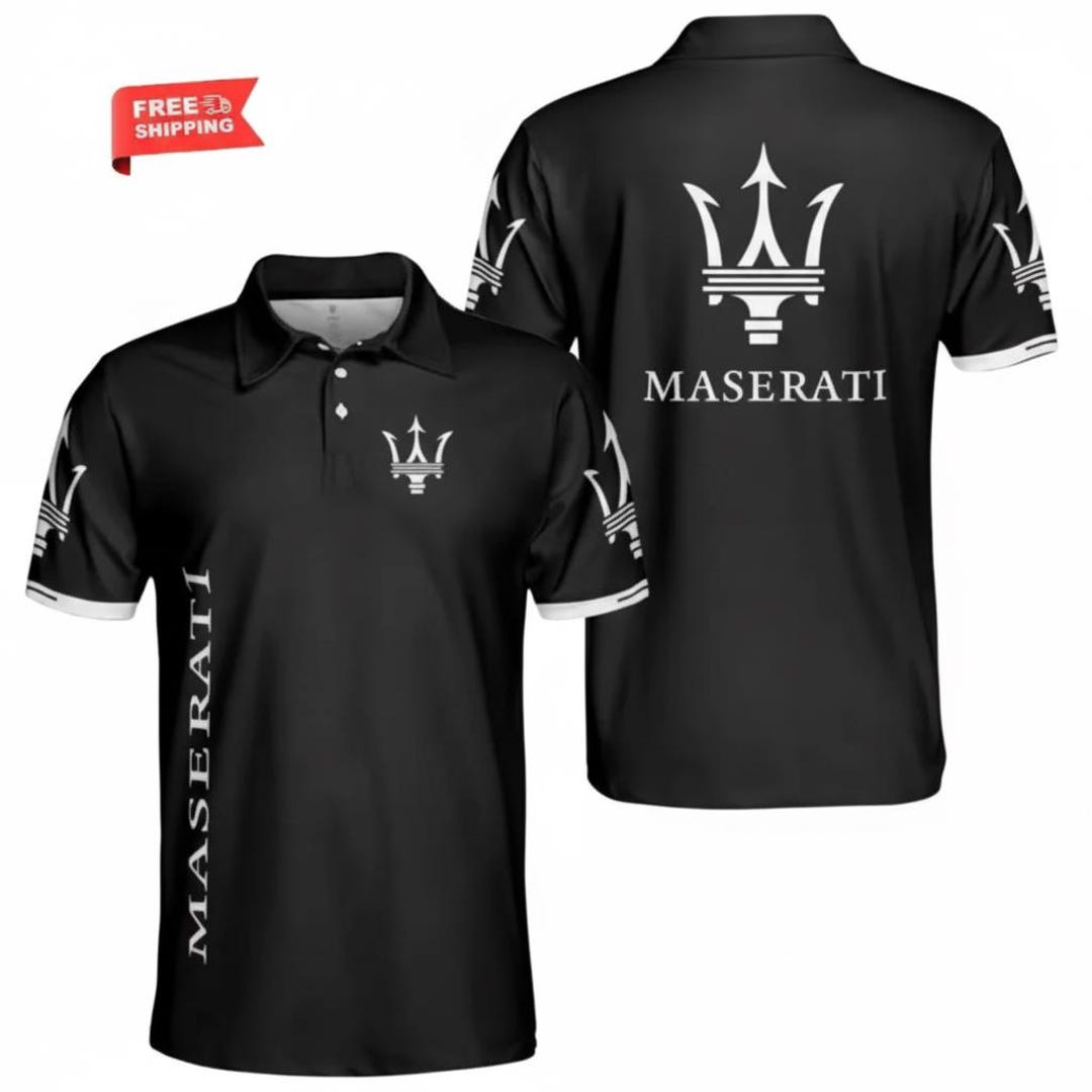 Maserati Inspired Black Polo Shirt – Luxury Car Logo Sportswear - Etsy