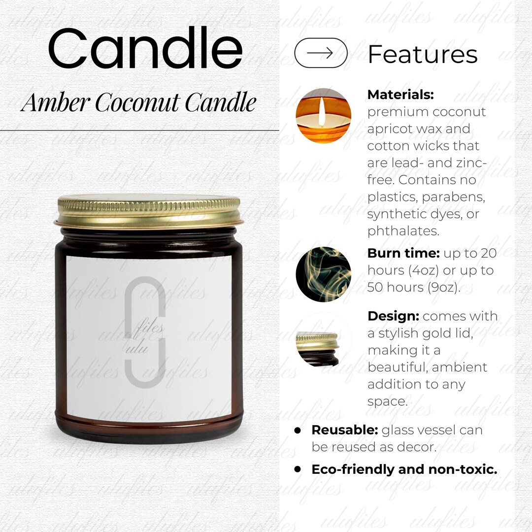 Candle Mockup Amber Candle Product Details Scented Candle Chart Candle ...