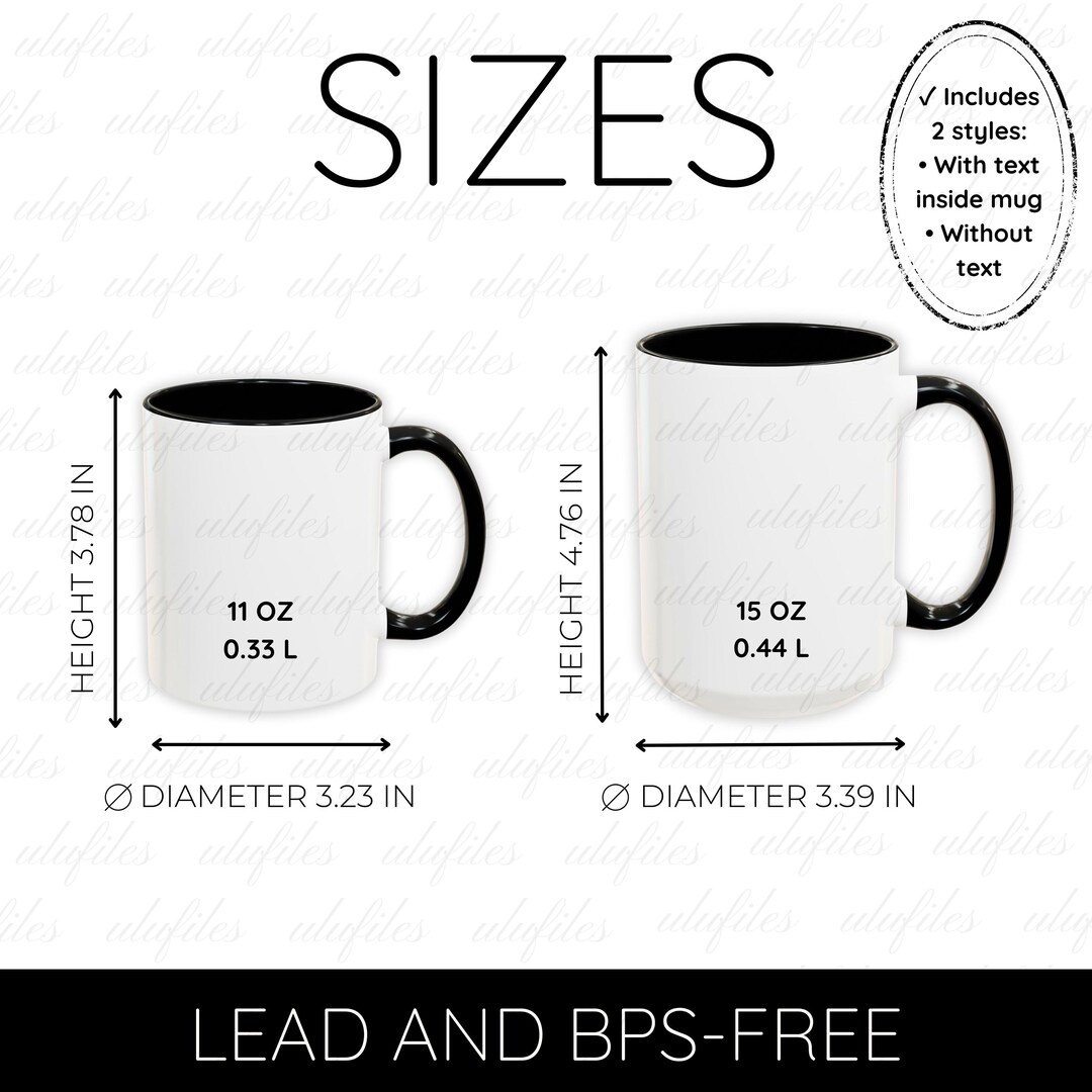 Black Accent Mug Size Chart 11 Oz Accent Mug Mockup Mug Coffee PNG Mug ...