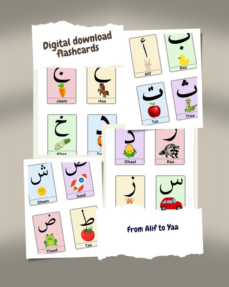 Arabic Flashcards From Alif to Yaa - Etsy