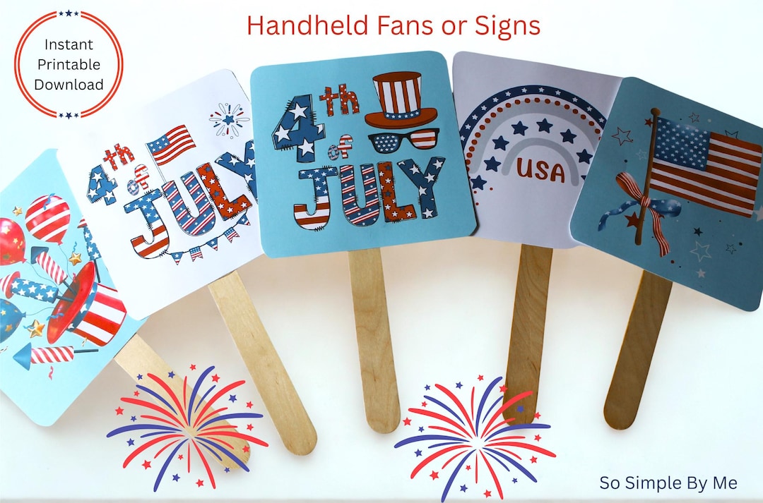 Printable Hand Held Signs, Photo Props, 4th of July Printable, 4th of ...