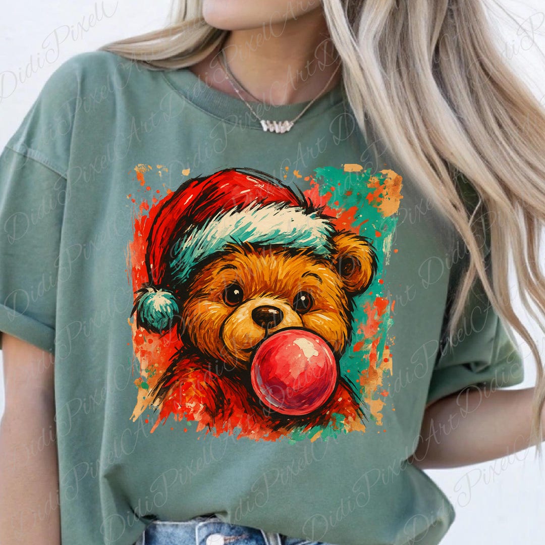 Vintage Christmas Bear PNG: Retro Teddy Bear Clipart (digital Download ...