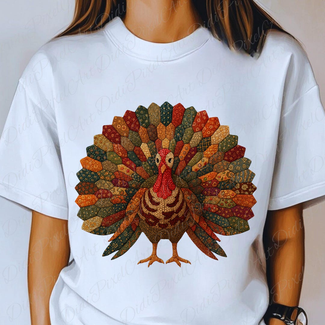 Thanksgiving Turkey Patchwork PNG: Autumn Quilt Clipart (digital ...