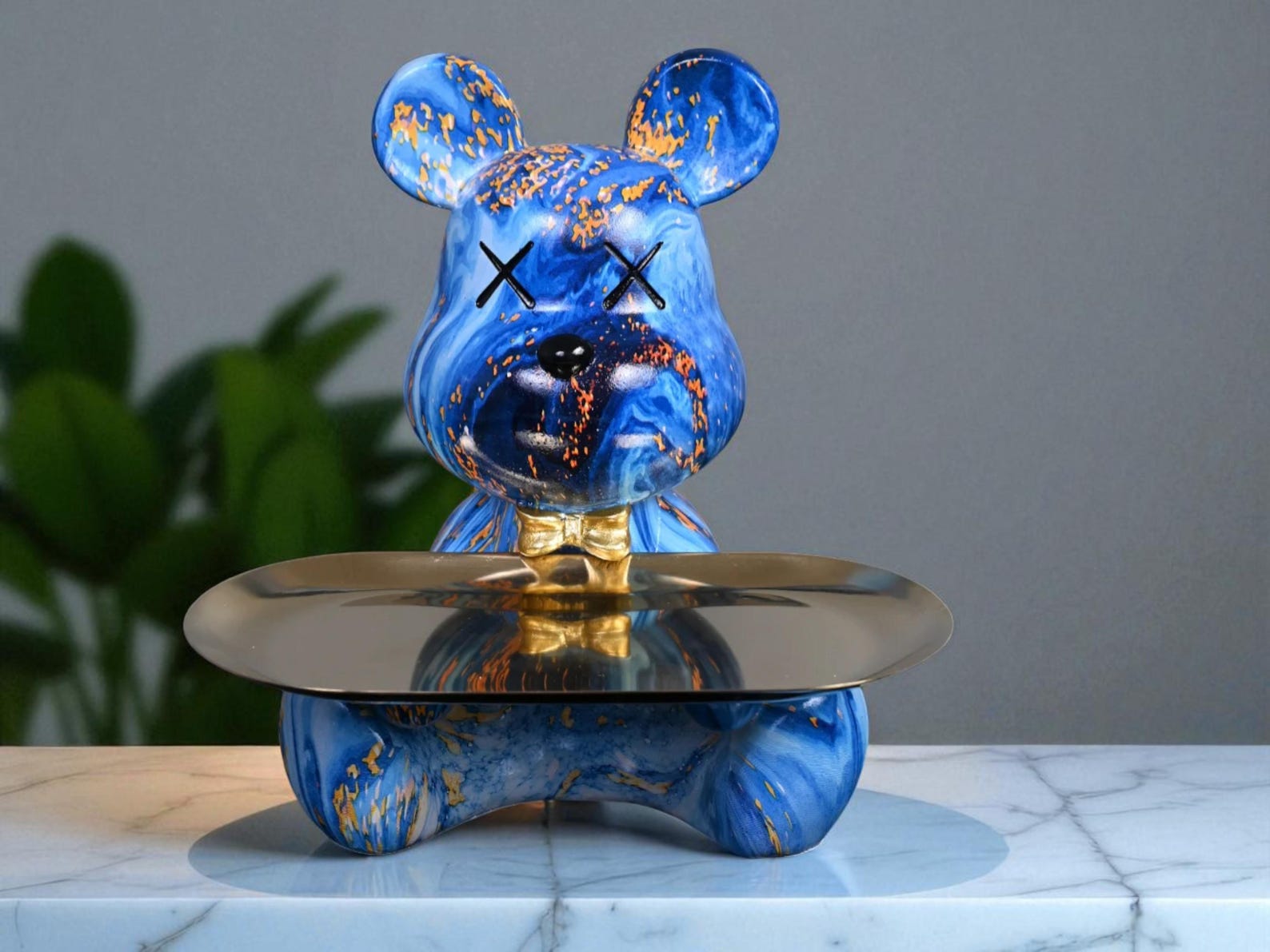 Colorful Bear Butler Statue: Resin Nordic Decor With Tray - Etsy