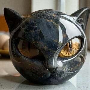 Meticulously Crafted Cat Stone Resin Sculpture, Realistic Kitty Statue ...