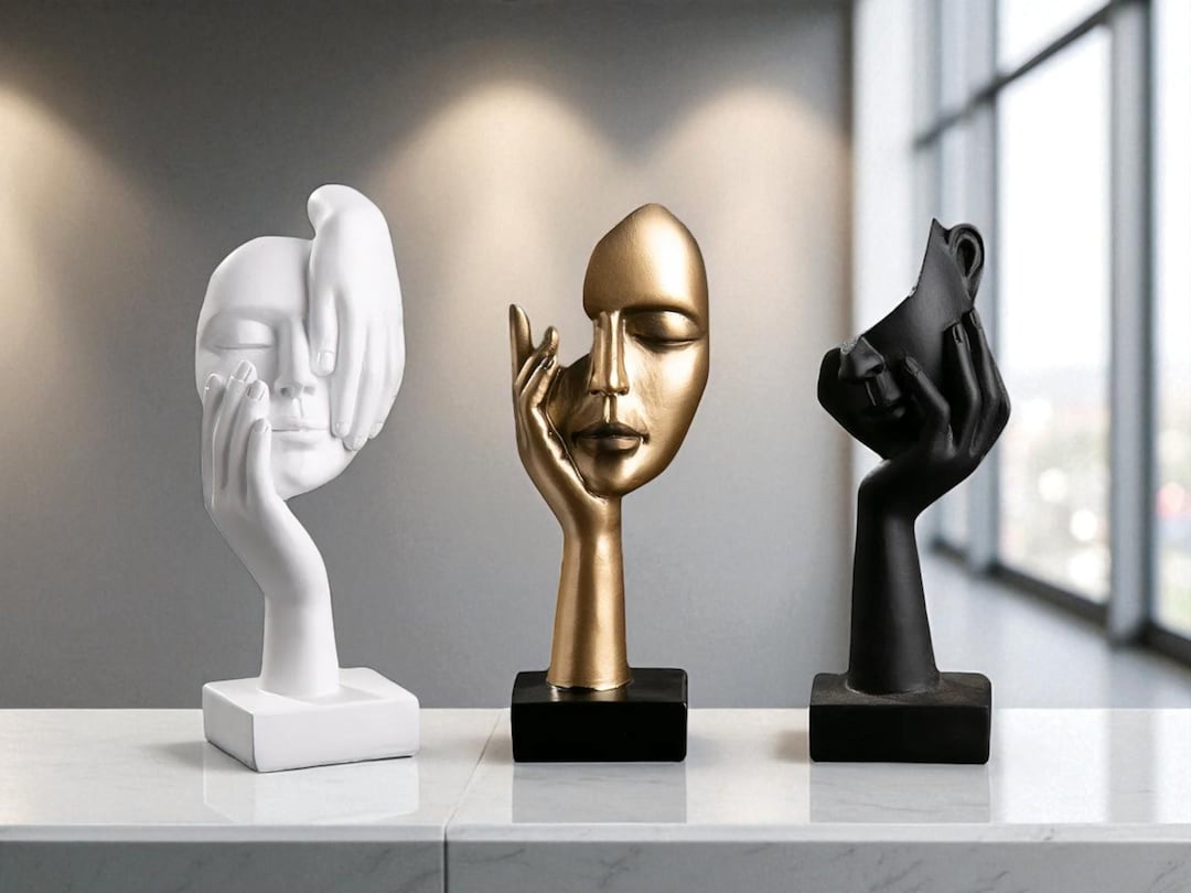 Abstract Face Statue: Nordic Modern Resin Ceramic Sculpture. - Etsy