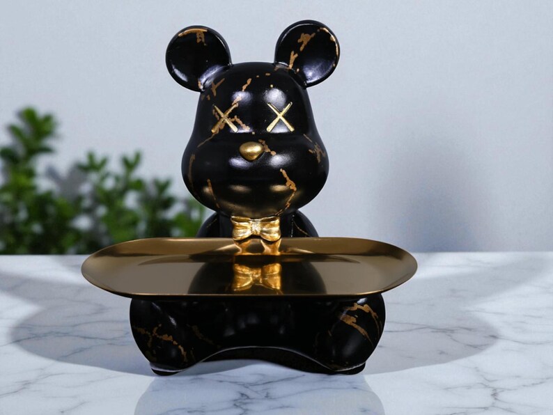 Colorful Bear Butler Statue: Resin Nordic Decor With Tray - Etsy