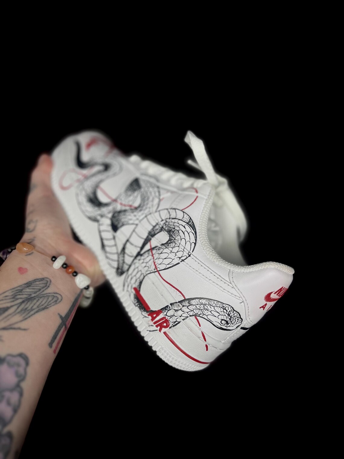 Custom Sneakers - Custom Tattooed AF1 - Snake & Flower - Etsy