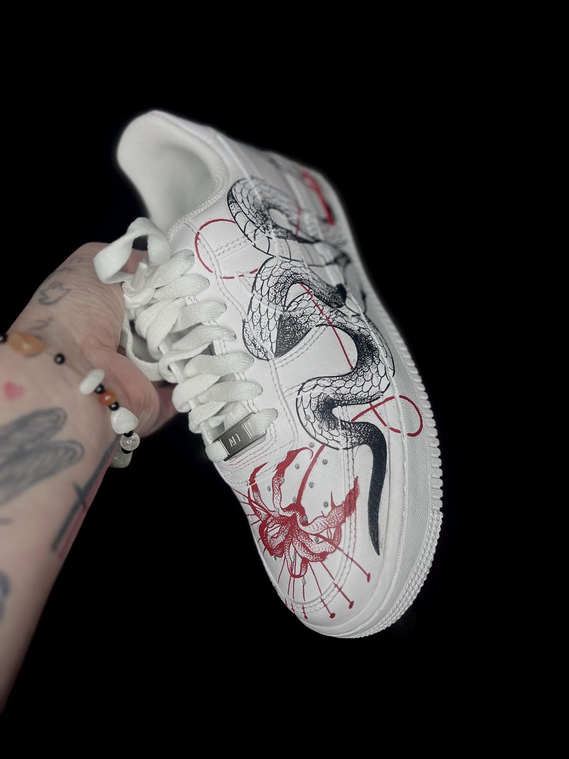 Custom Sneakers - Custom Tattooed AF1 - Snake & Flower - Etsy