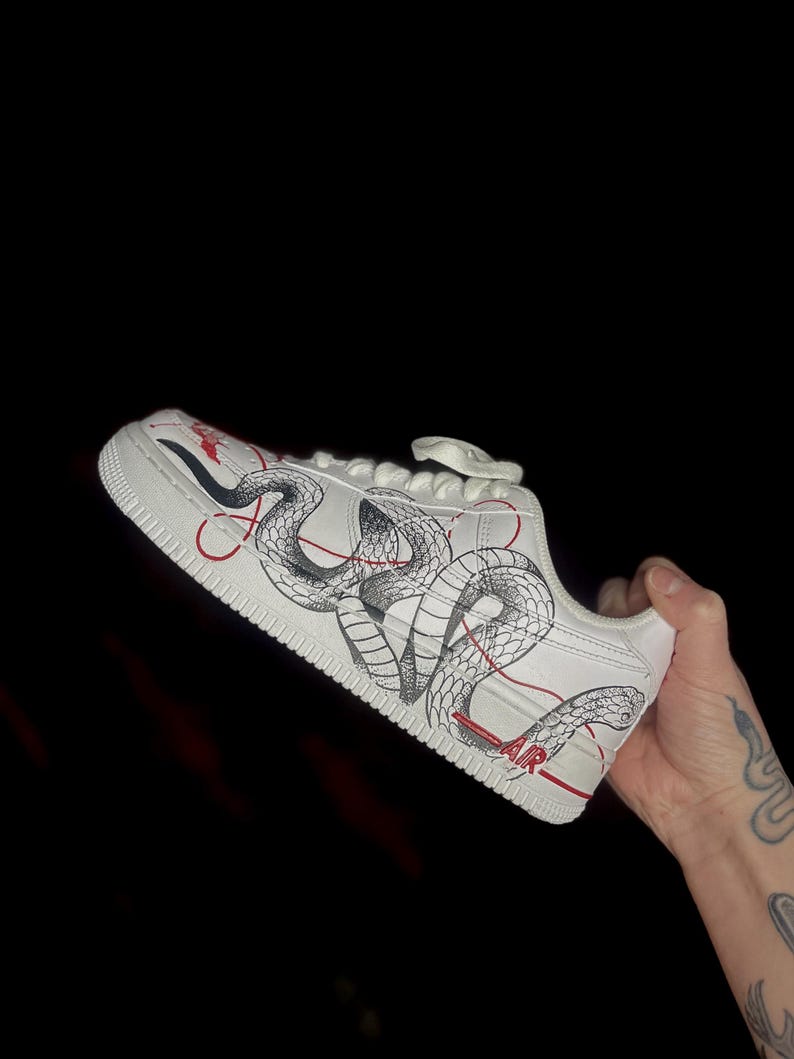 Custom Sneakers - Custom Tattooed AF1 - Snake & Flower - Etsy