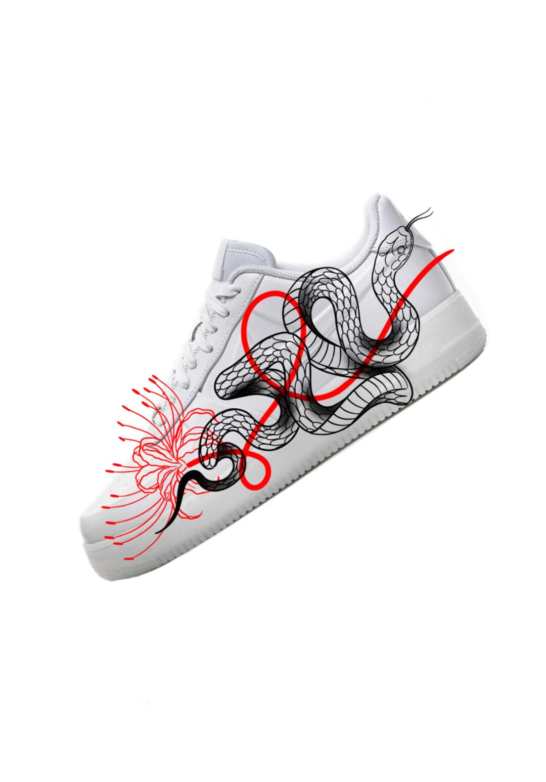 Custom Sneakers - Custom Tattooed AF1 - Snake & Flower - Etsy