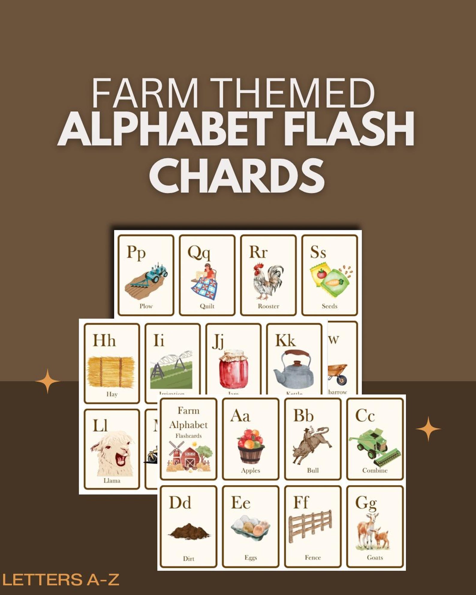 Farm Themed Alphabet Flash Cards - Etsy