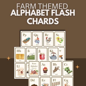 Farm Themed Alphabet Flash Cards - Etsy