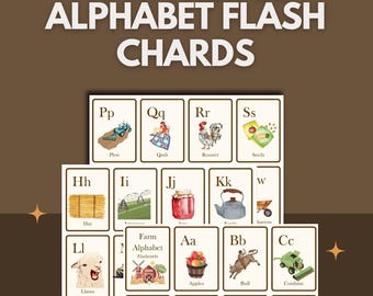 On the Farm Alphabet Flash Cards, Preschool Activity, Montessori ...