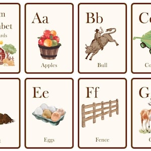 Farm Themed Alphabet Flash Cards - Etsy