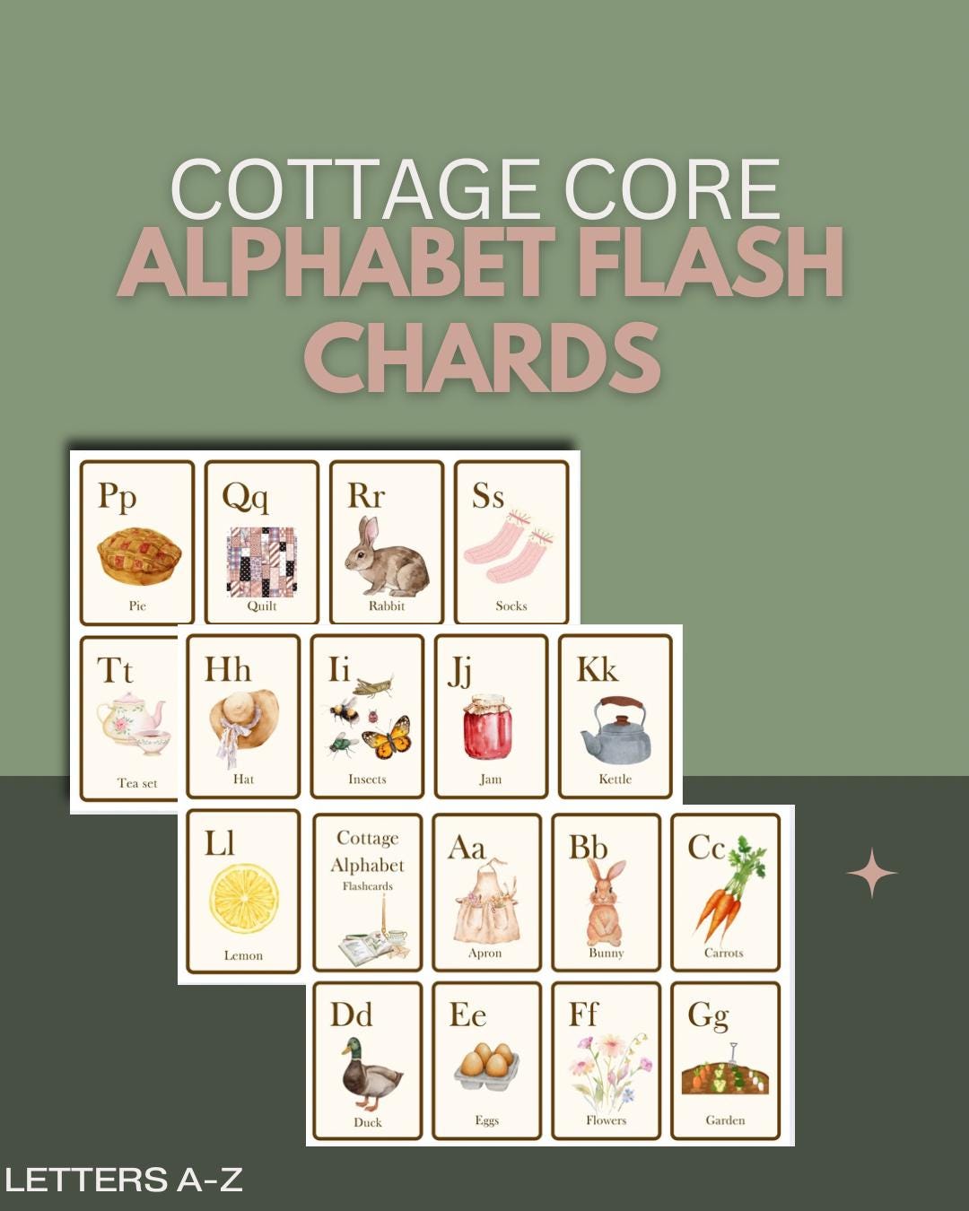 Cottage Themed ABC Flashcards - Etsy