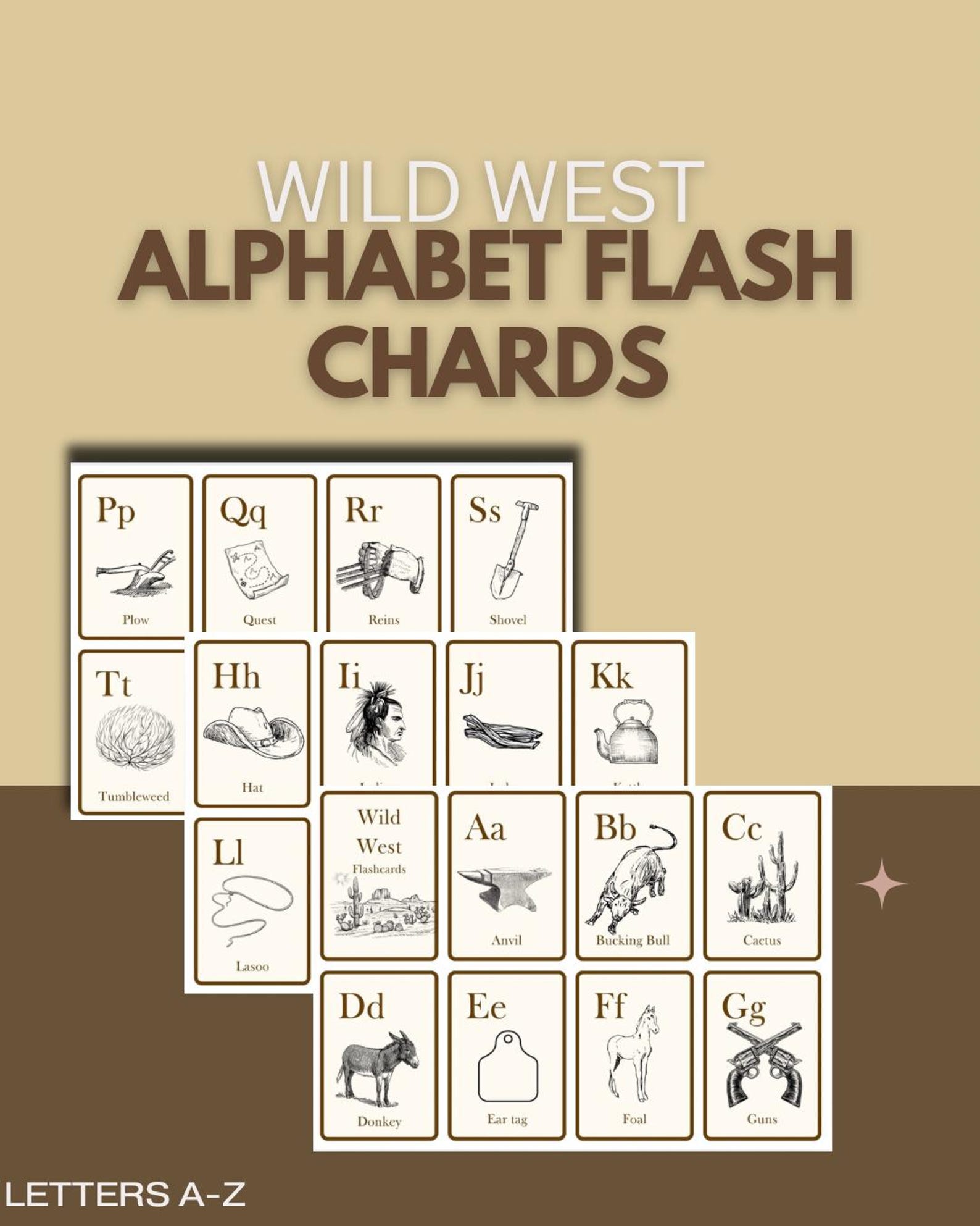 Wild West Themed Alphabet Flash Cards - Etsy