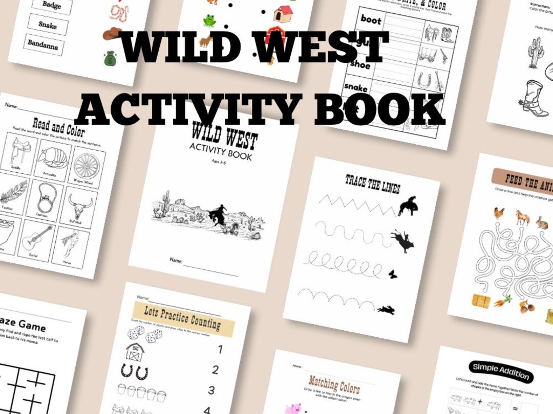 Preschool Western Activity Sheets, Wild West Workbook Ages 3-6 - Etsy