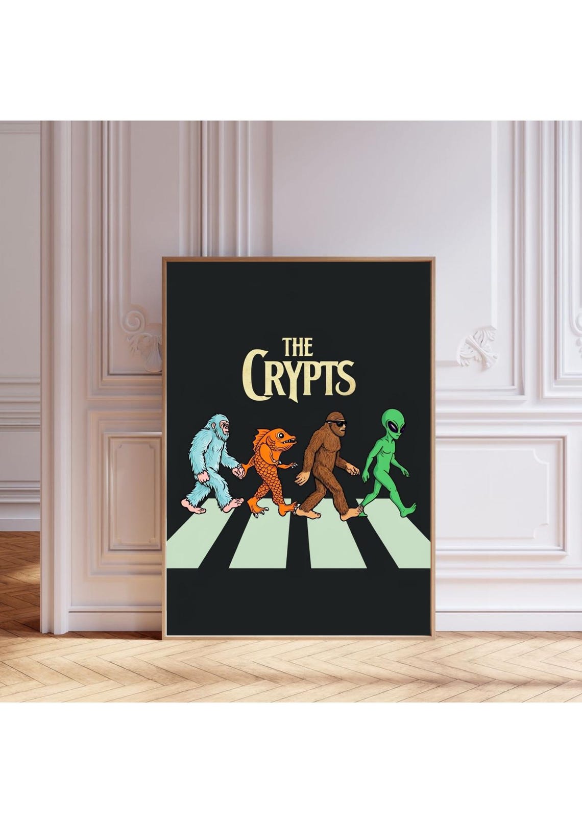 Cryptids Abbey Road Poster - Funny Monster Wall Art - Alien Bigfoot ...