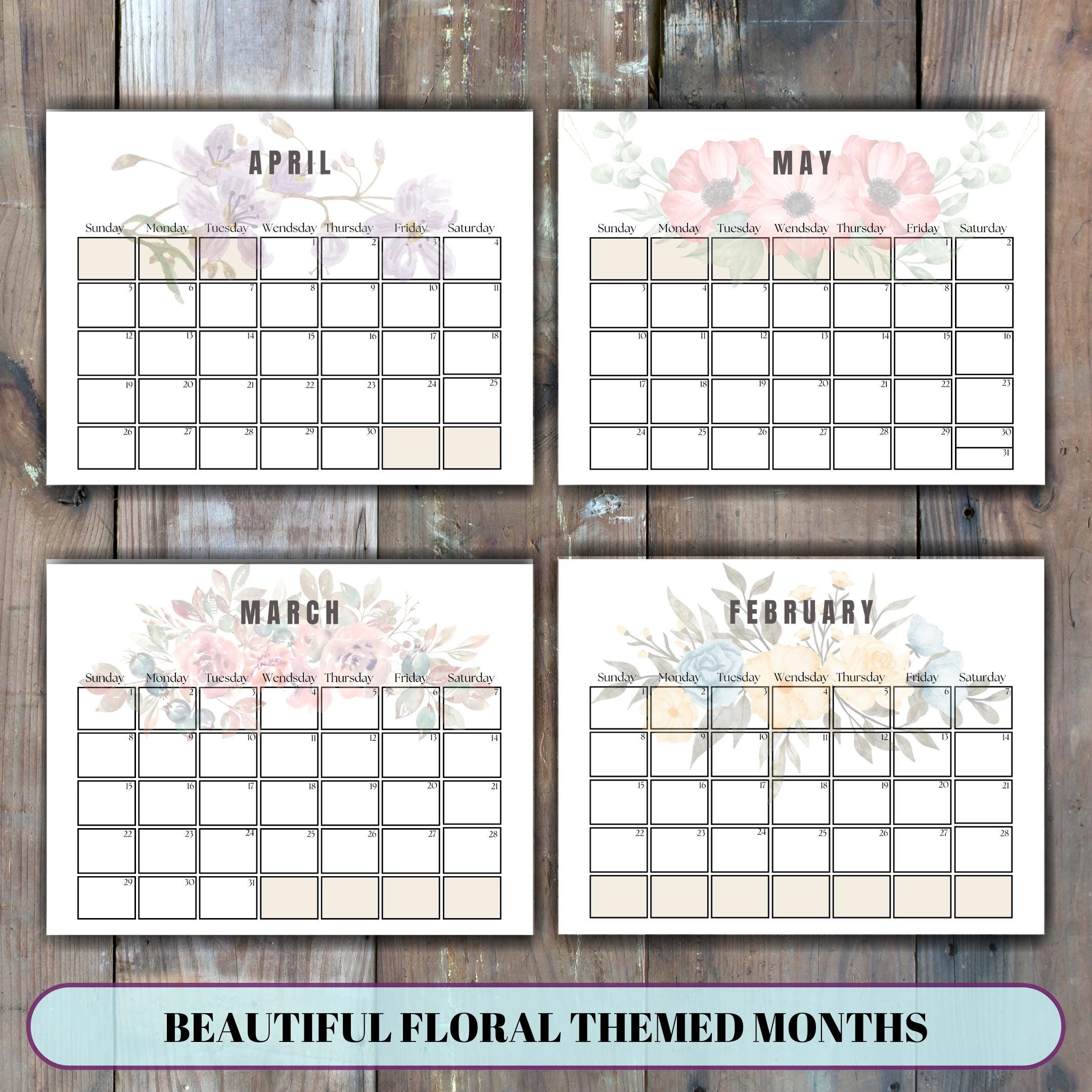 2026 Vintage Floral Calendar | Printable 8.5x11 (digital Download) - Etsy